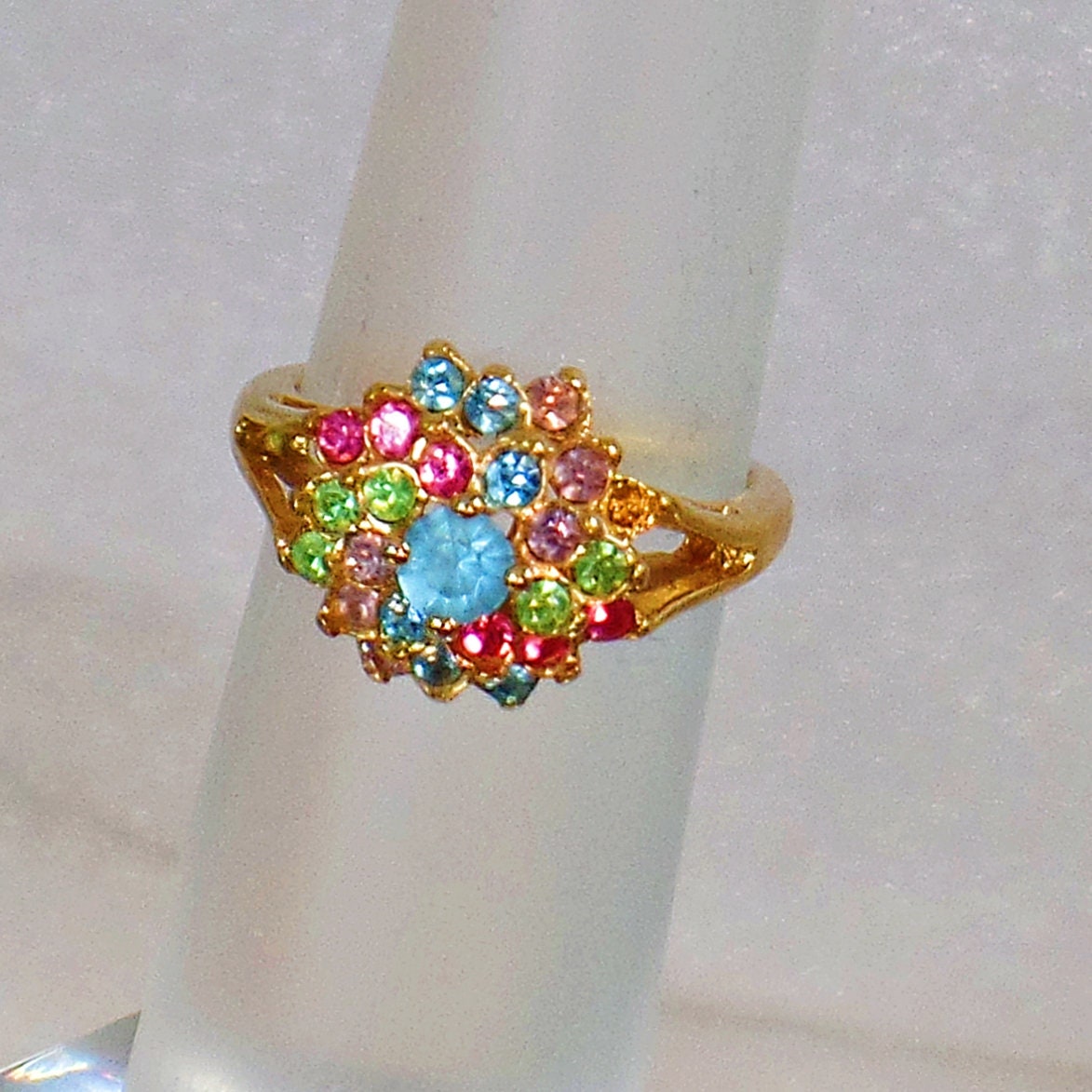 Vintage Ring. Gemstone Ring. Pastel Ring. 18k GE Ring. | Etsy