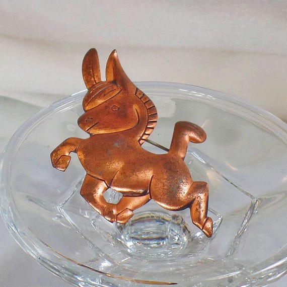 Copper Donkey Brooch. Political Democrat Copper Donk… - Gem