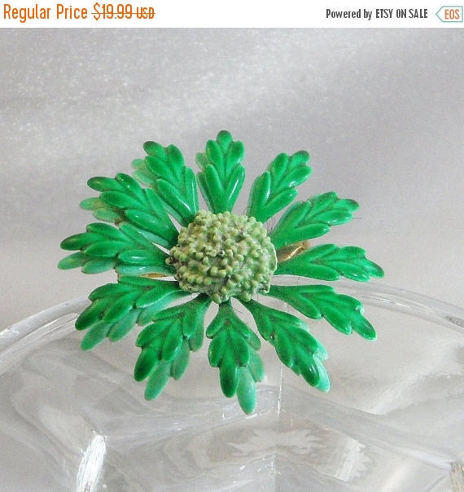 Flower Brooch. Bright Green Flower Brooch. 70s Flower Power - Etsy