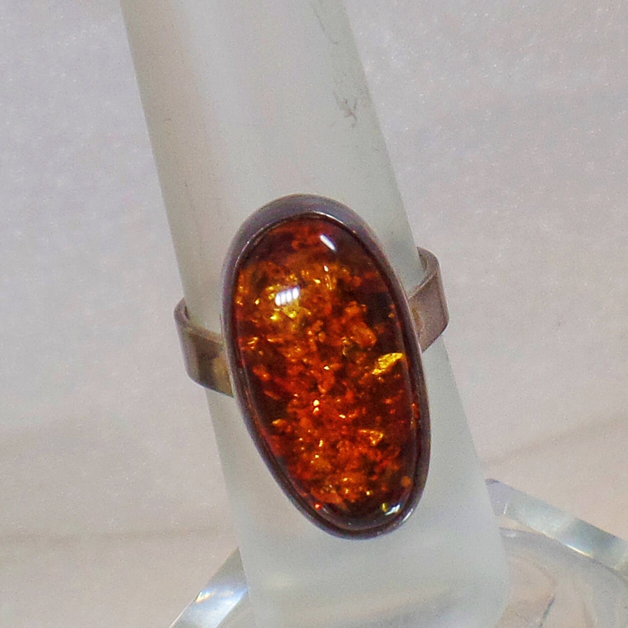 Sterling Silver Amber Ring. Large Oval Genuine Amber 925 Silver Ring ...