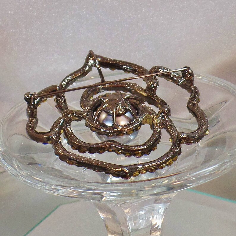 Flower Brooch. Rhinestone Rose Brooch. Rhinestone Brooch. - Etsy