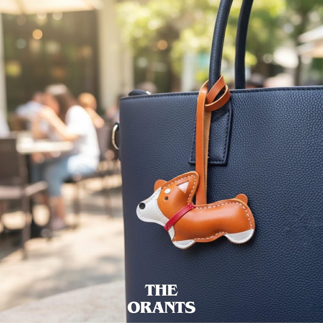 Corgi Bag Charm, Handmade Real Leather Handbag Chain, Dog Keychain for ...
