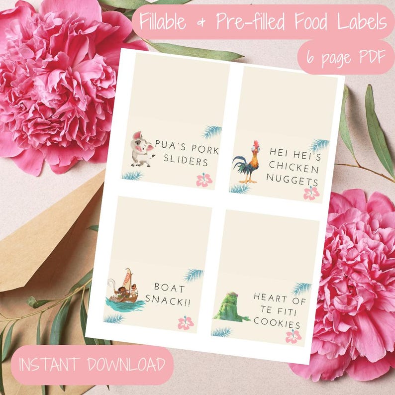 Moana Food Labels, Moana Place Cards, Moana Food Tent, Moana Party ...