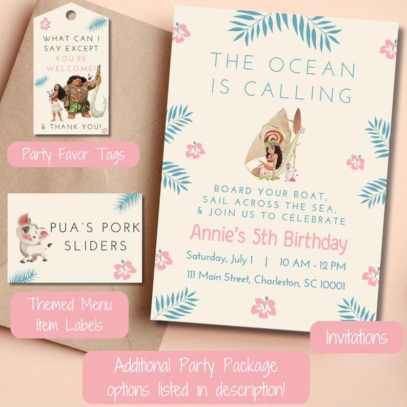 Moana Birthday Invitation, Editable Party Invite (instant Download) - Etsy