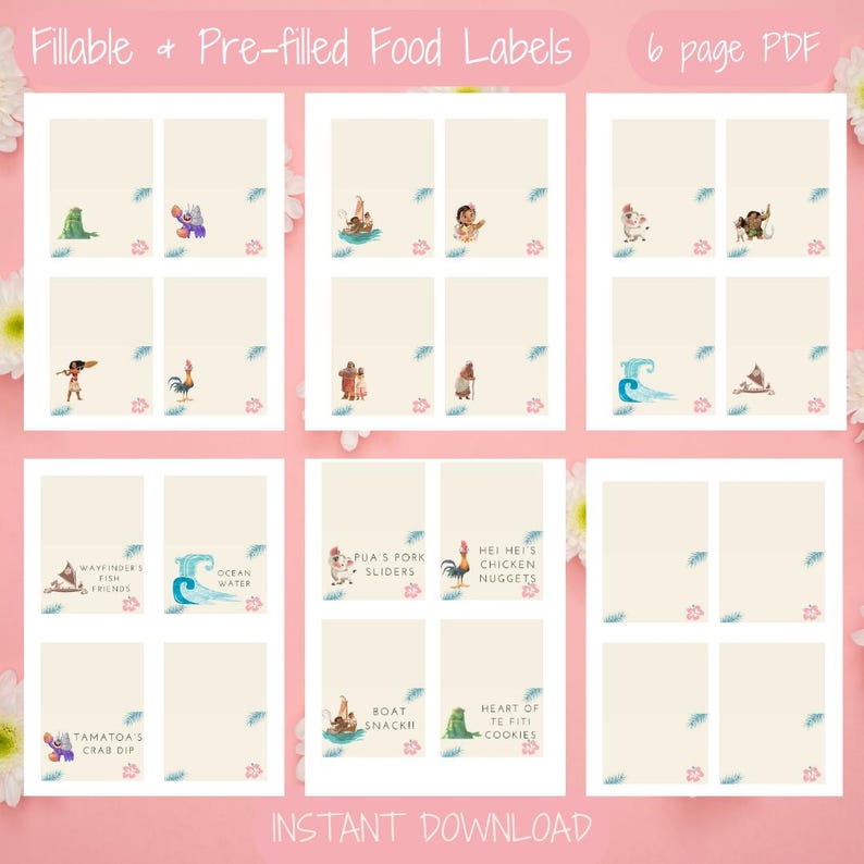 Moana Food Labels, Moana Place Cards, Moana Food Tent, Moana Party ...