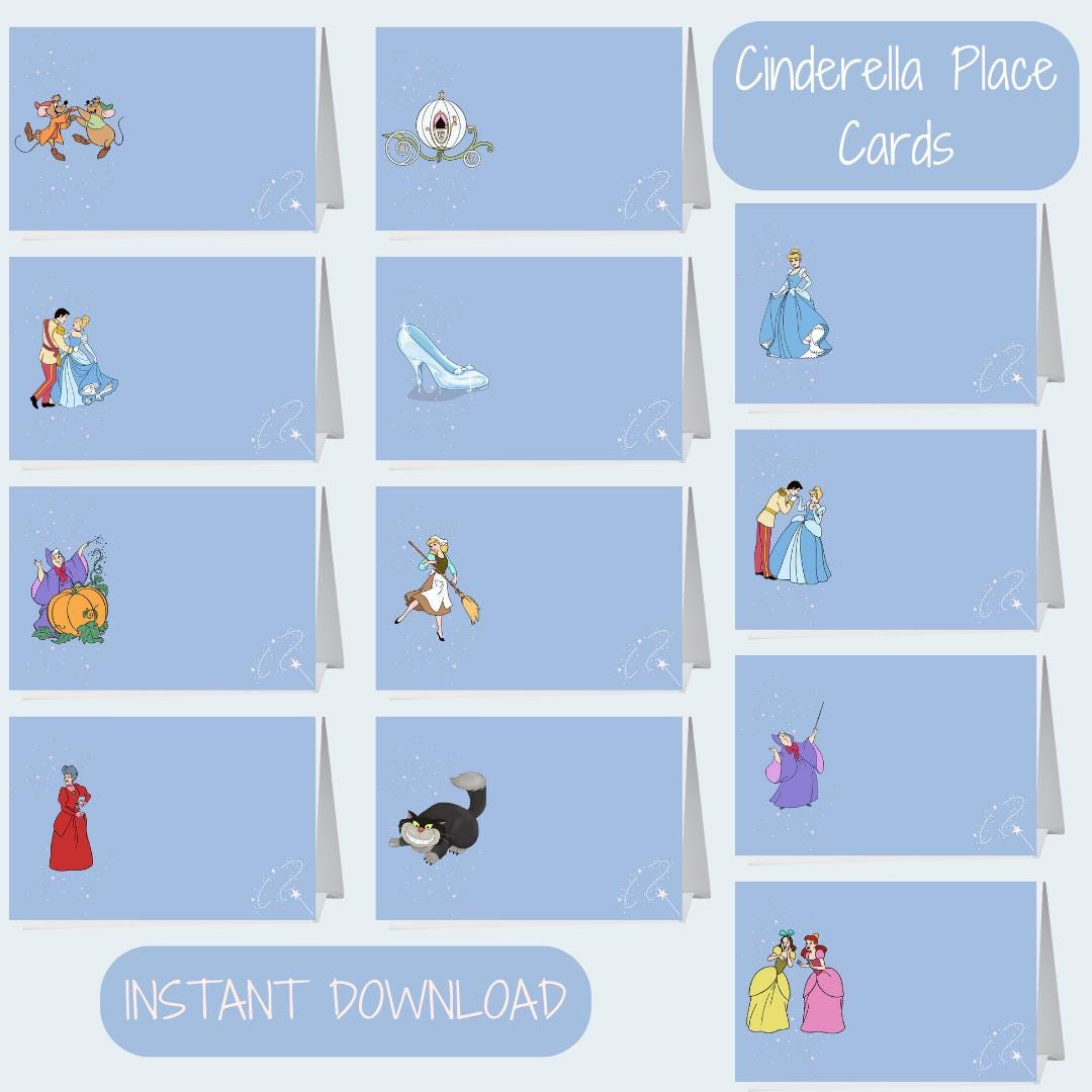 Cinderella Place Cards, Birthday Party Food Tent (PDF Download) - Etsy
