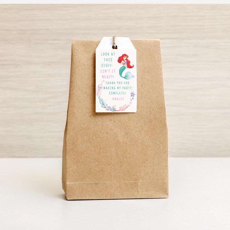 Personalized Ariel Favor Tags, Little Mermaid Birthday (PDF Download ...