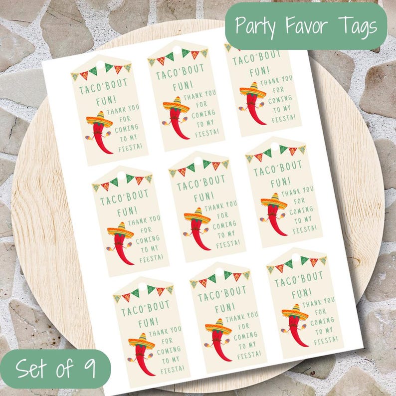 Fiesta Thank You Favor Tags, Mexican Birthday (PDF Pattern) - Etsy