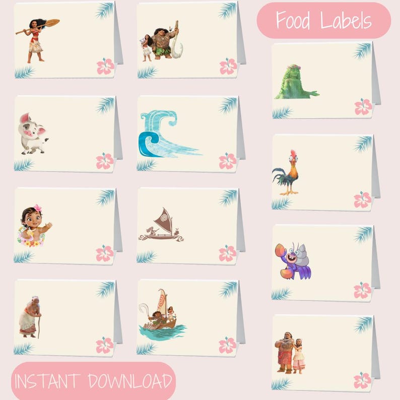 Moana Food Labels, Moana Place Cards, Moana Food Tent, Moana Party ...
