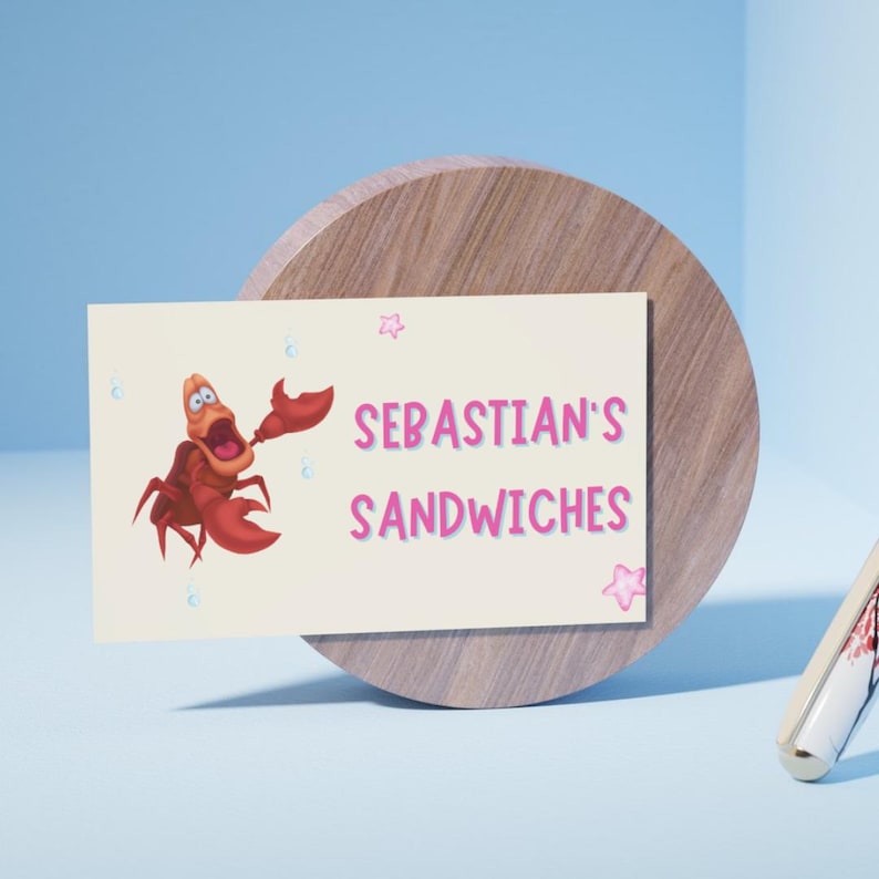 Ariel Food Labels, Ariel Place Cards, Little Mermaid Place Cards, Ariel ...