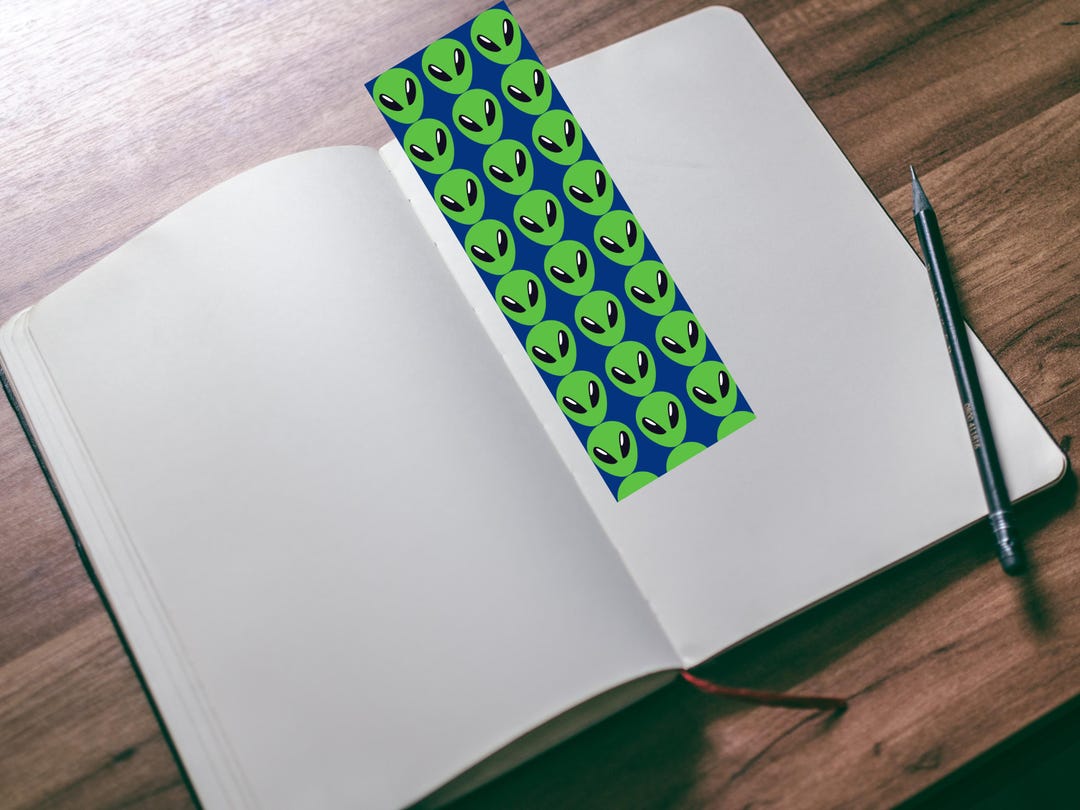 Alien Head Striped Bookmark - Sci-fi Themed Printable - Etsy