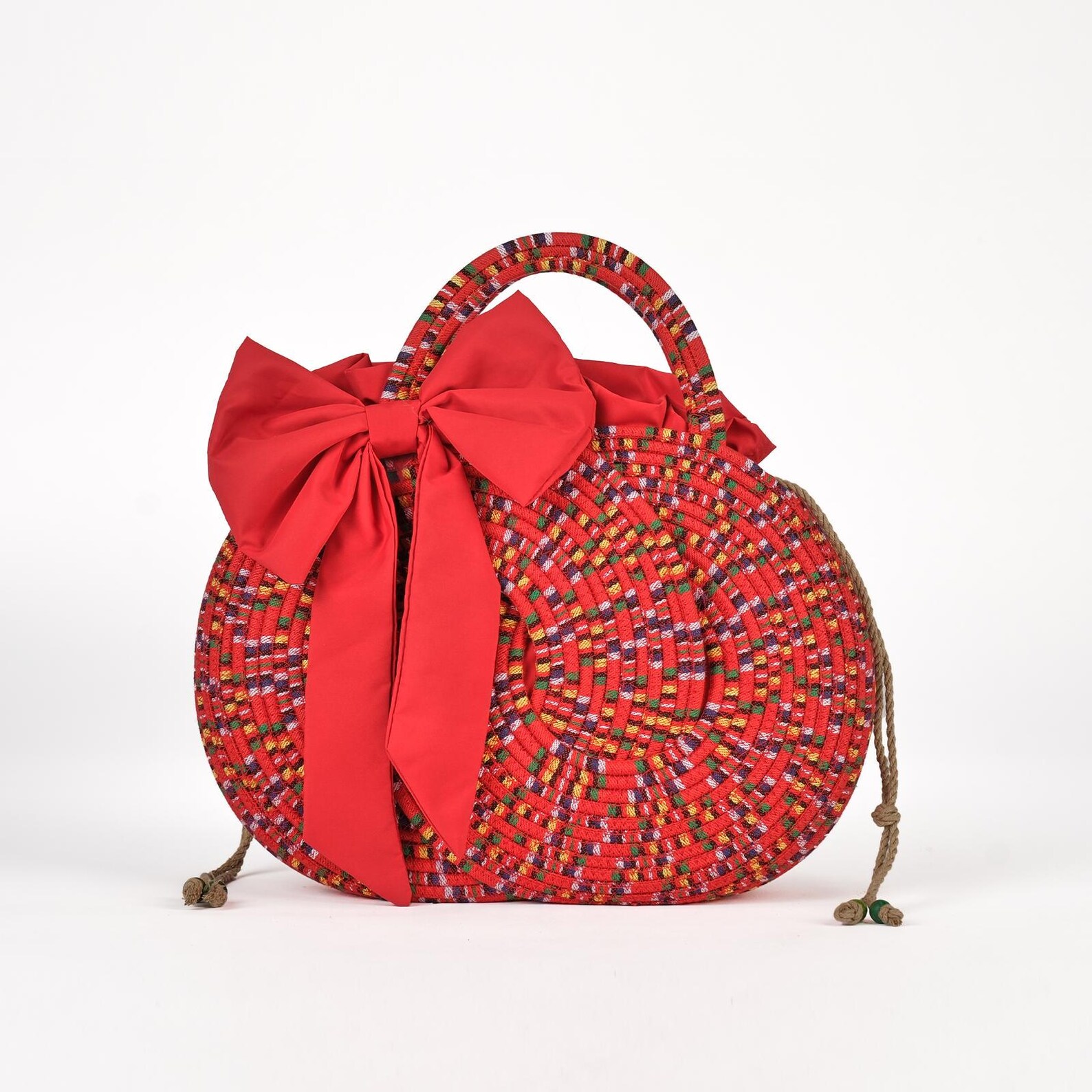 Bow Bag, Stylish Handbag, Boho Chic Bag, Round Bag, Handmade Raffia Bag ...