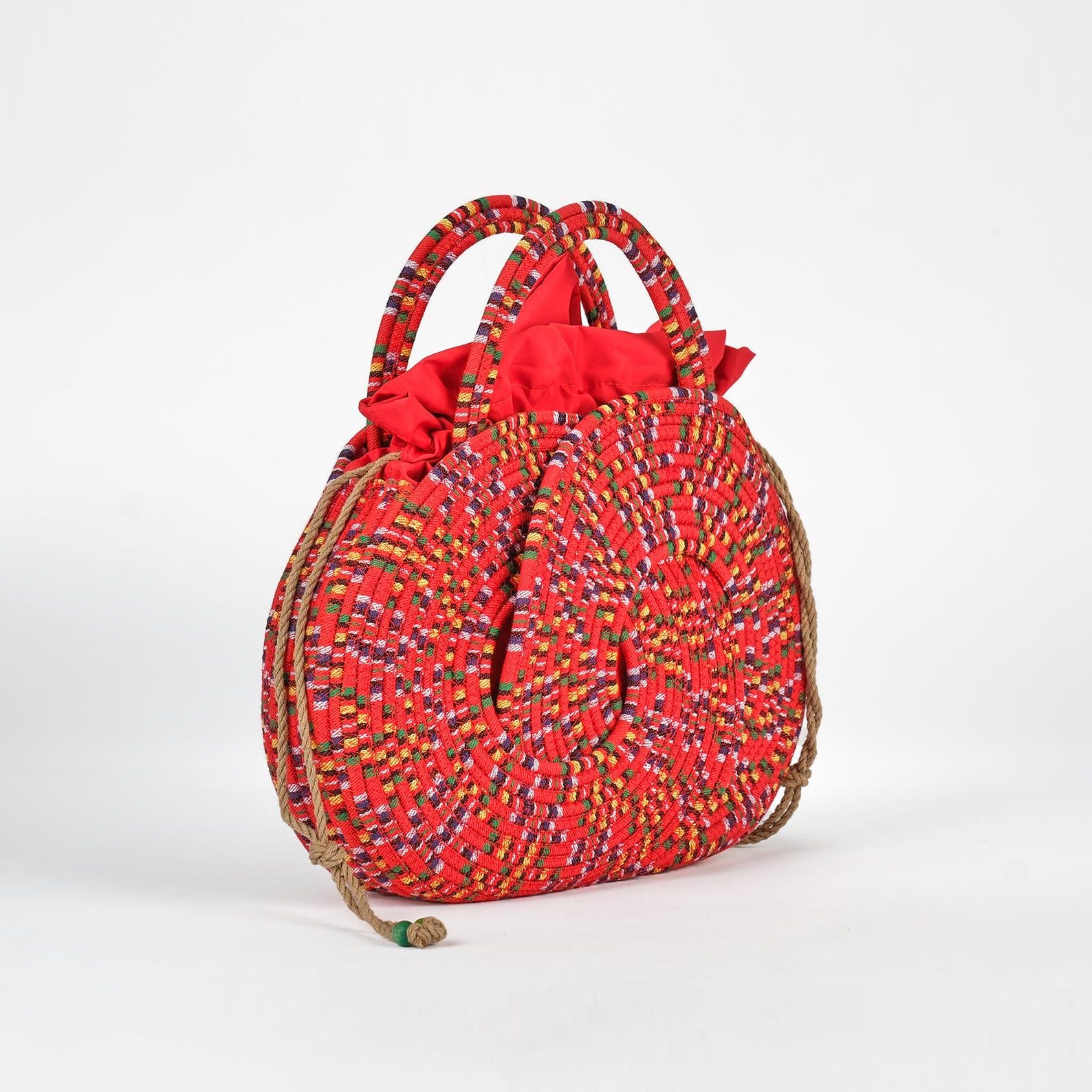 Bow Bag, Stylish Handbag, Boho Chic Bag, Round Bag, Handmade Raffia Bag ...