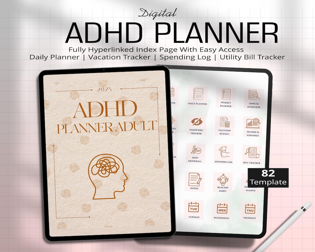 ADHD Digital Planner, Undated ADHD Planner, iPad & Android Digital ...