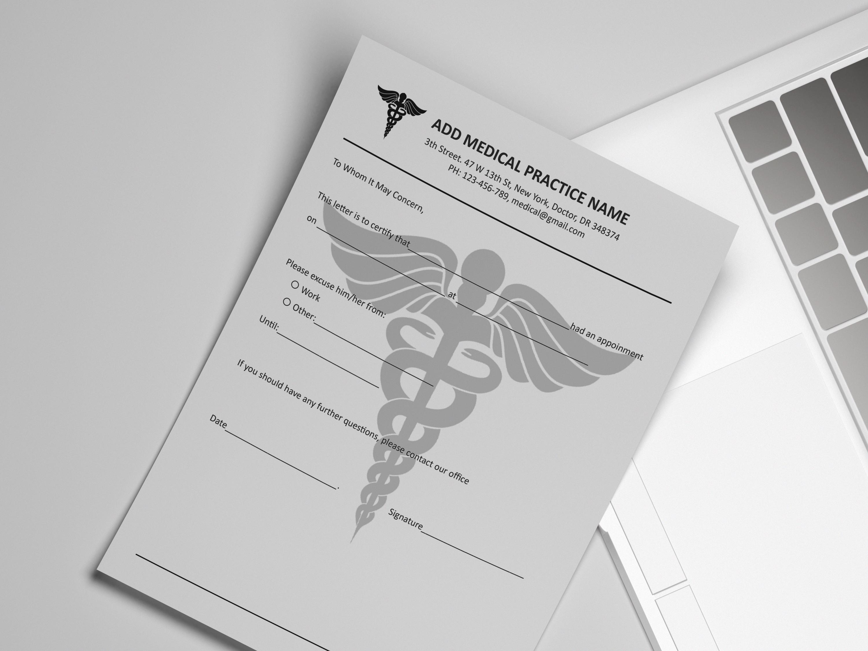 Fillable Doctors Note | Doctor Excuse Note Template | Custom Drs ...