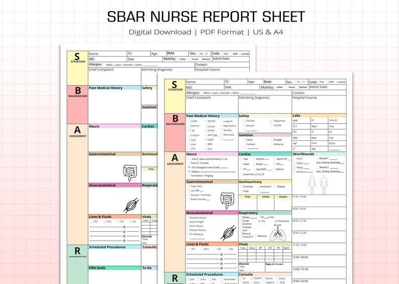 SBAR Nurse Report Sheet for Nursing Student Med Surg SBAR Report Sheet ...