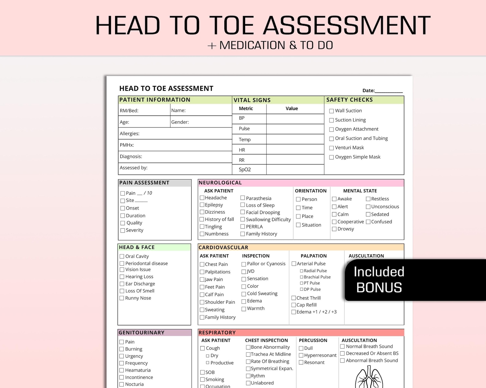 Nursing Head to Toe Assessment , Head to Toe Nursing Student Study Guide Nurse Report Nursing ...