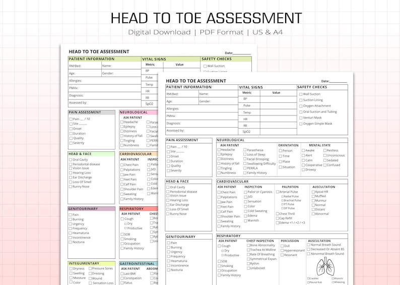 Nursing Head to Toe Assessment , Head to Toe Nursing Student Study ...
