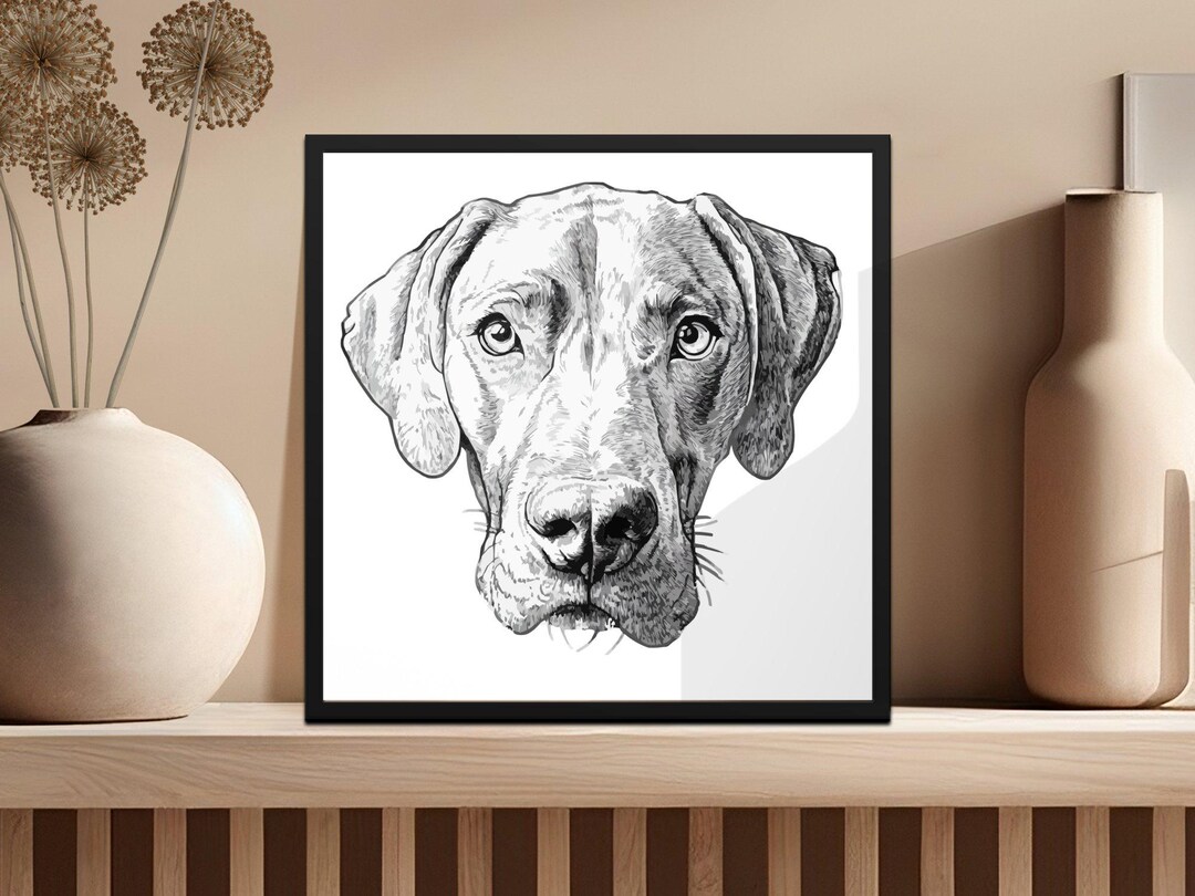Dog Coloring Page, Digital Dog Art, Black and White Dog Design ...