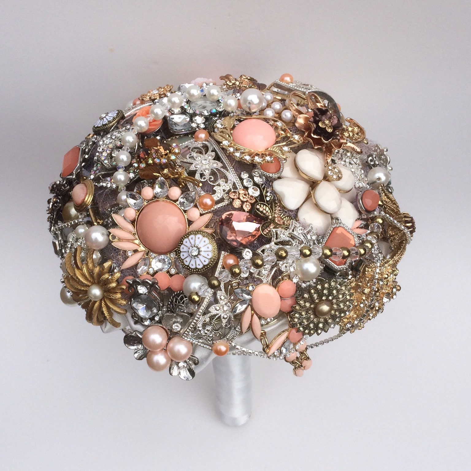 Coral / Peach Bridal BROOCH BOUQUET Wedding Brooch Bouquet - Etsy UK