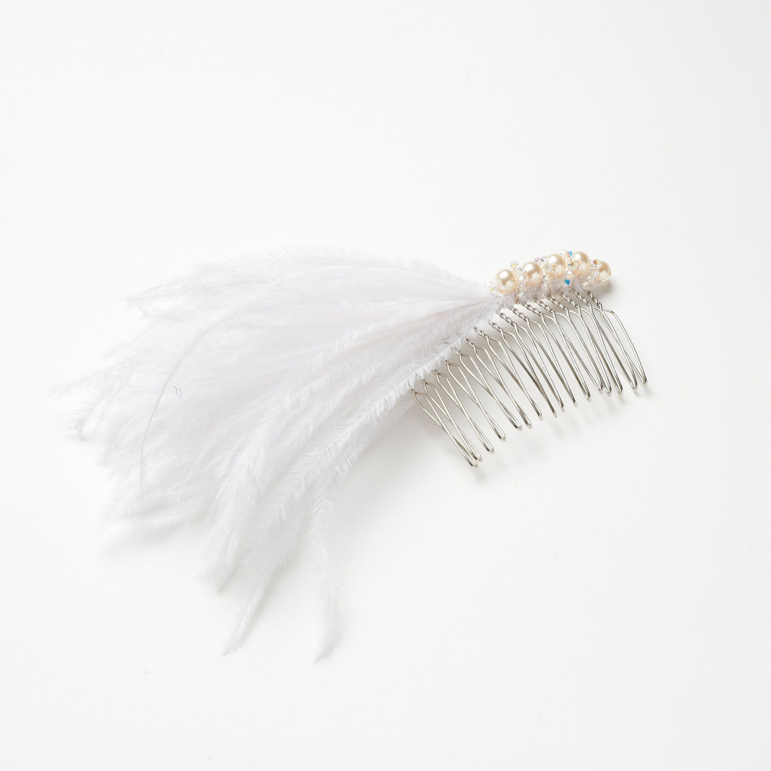 Bridal Feather Hair Comb / Feather Fascinator With Swarovski Crystals ...