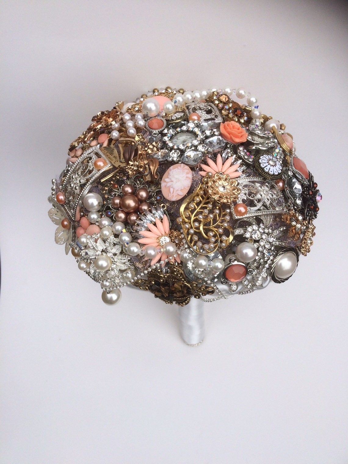 Coral / Peach Bridal BROOCH BOUQUET Wedding Brooch Bouquet - Etsy UK