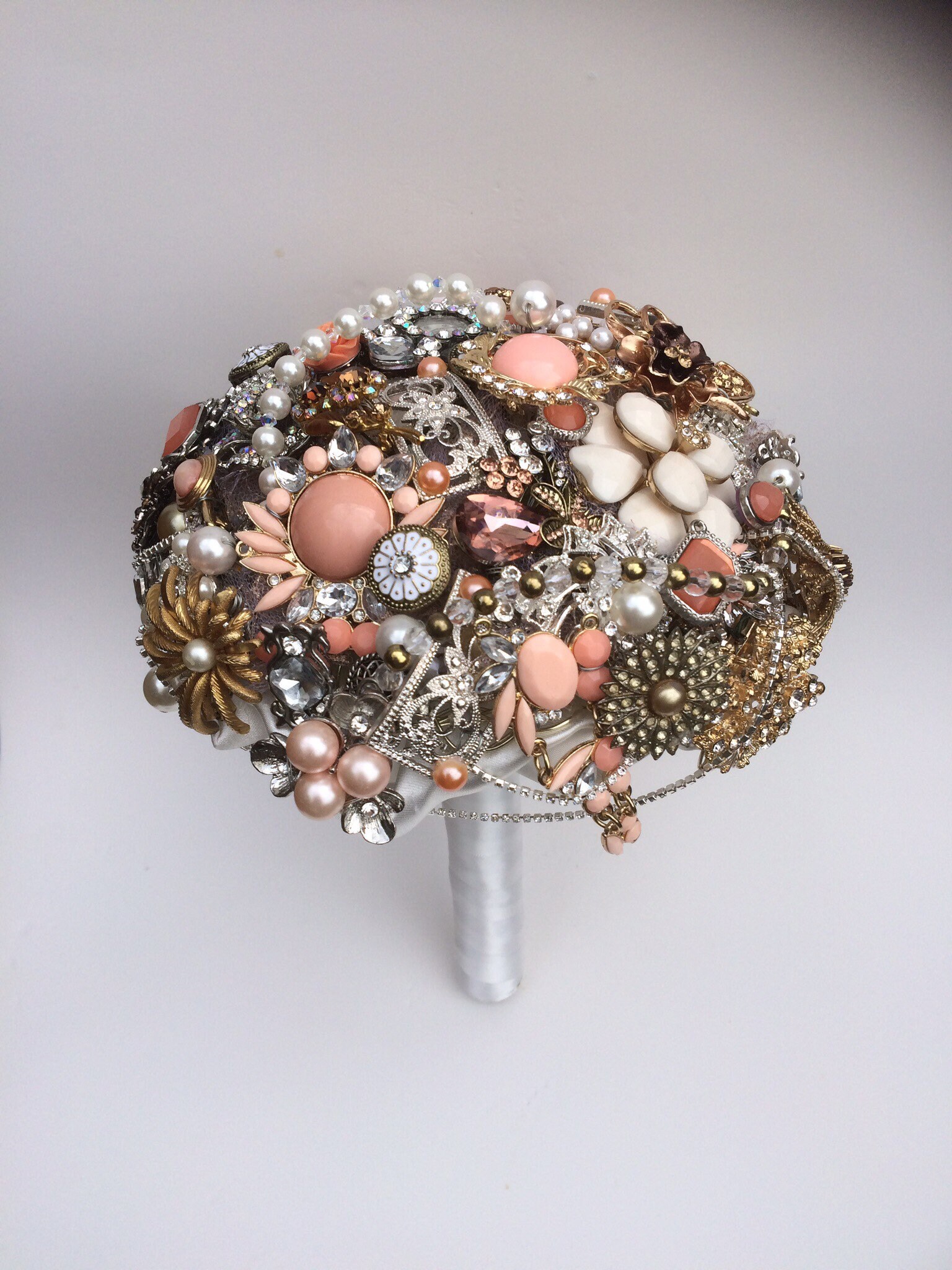 Coral / peach Bridal BROOCH BOUQUET Wedding Brooch Bouquet | Etsy