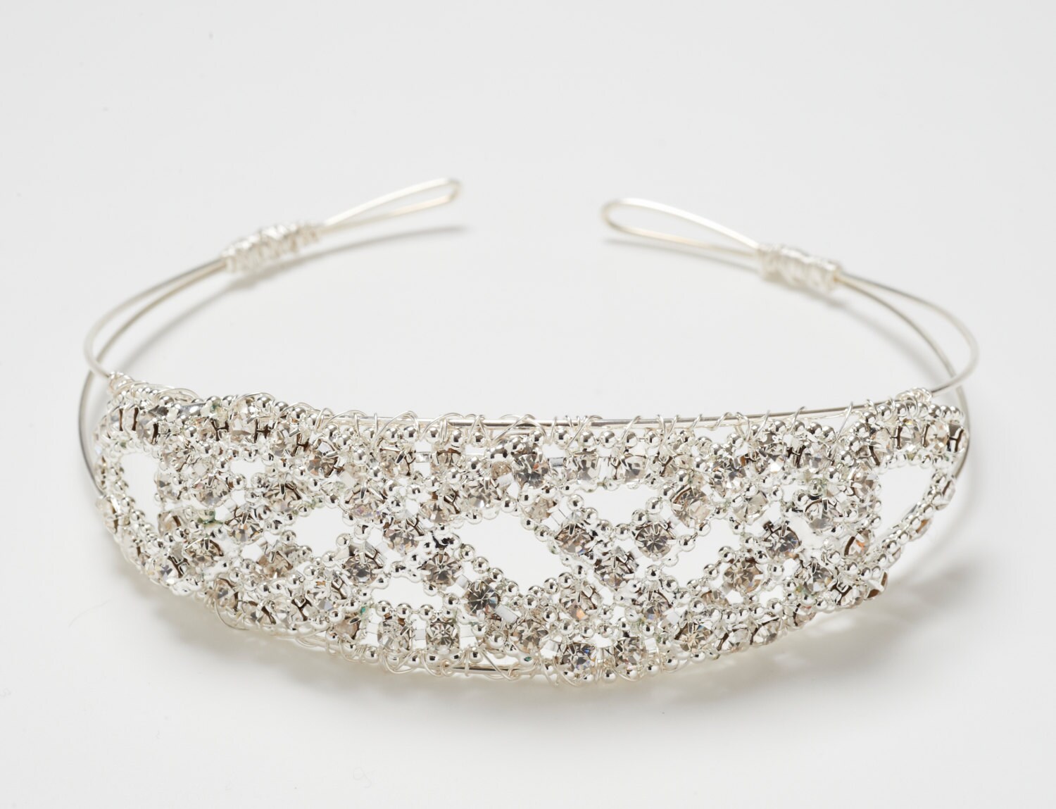 Holly - Diamante Bridal Bun Tiara, Wedding Headband, Silver Rhinestone ...