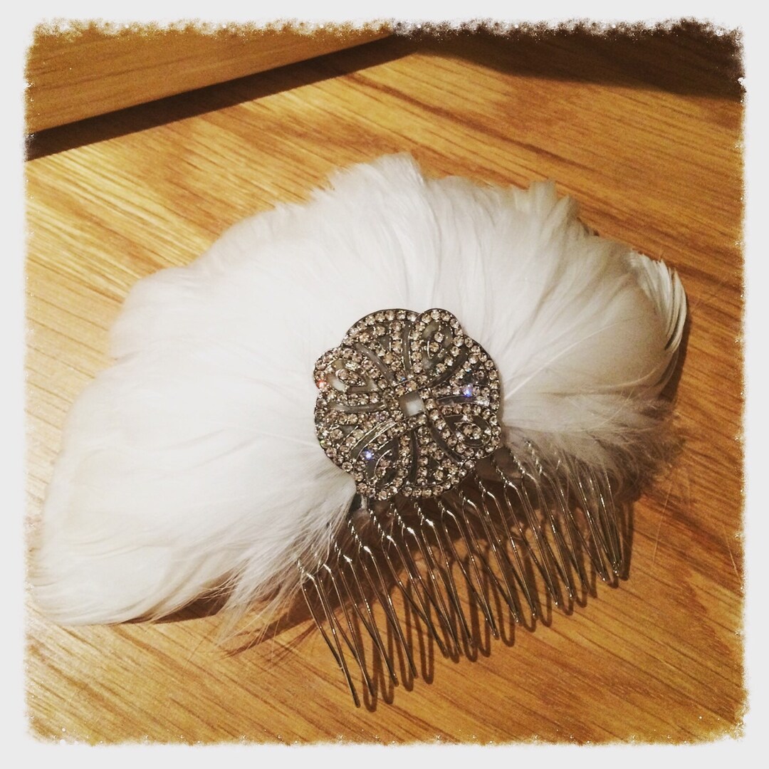 Parisian Style Art Deco Inspired Ivory Feather Comb. Bridal Comb - Etsy