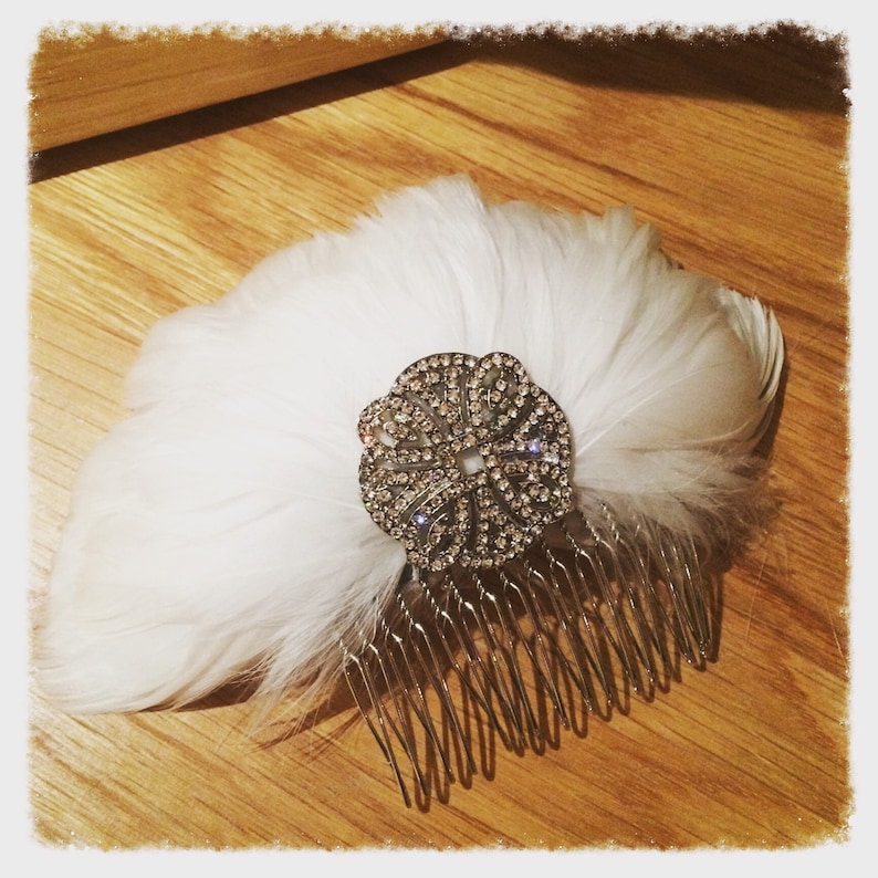 Parisian Style Art Deco Inspired Ivory Feather Comb. Bridal - Etsy