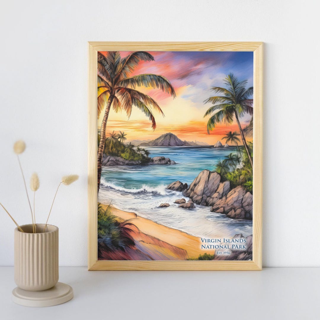 Virgin Islands National Park Poster, Pencil Art Drawing, National Park ...