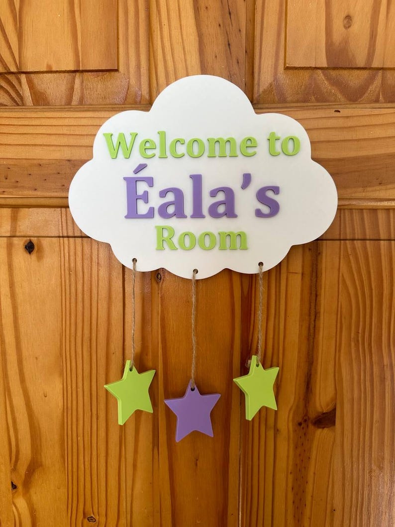 Personalized Cloud Door Sign: Custom Nursery Decor, Kids Room Name ...