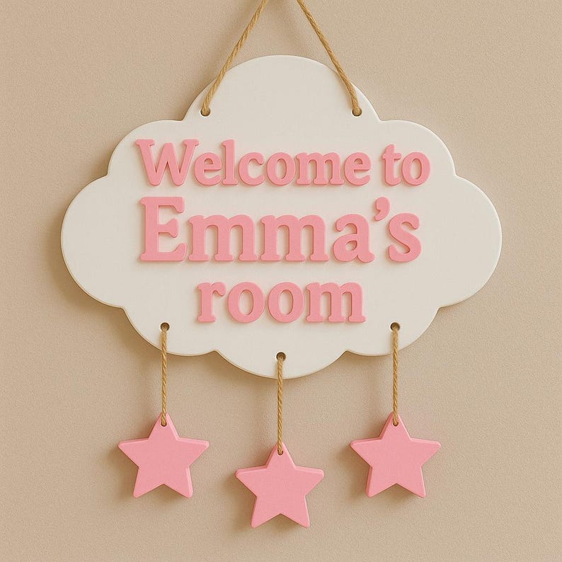 Personalized Cloud Door Sign: Custom Nursery Decor, Kids Room Name ...