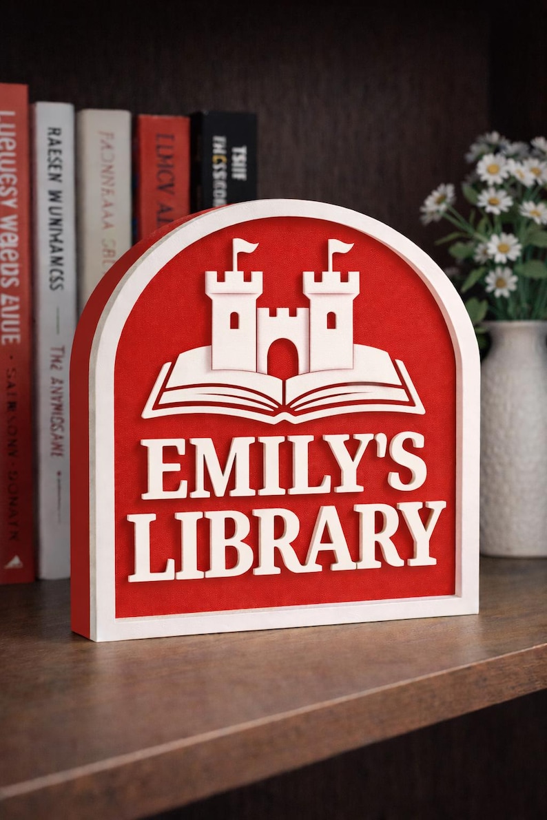 Personalized Library Sign, 3D Printed Book Nook Decor - Etsy
