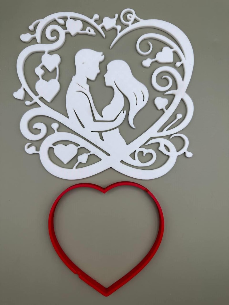 3d-printed Valentine’s Day Couple Heart Figurine - Romantic Gift for ...