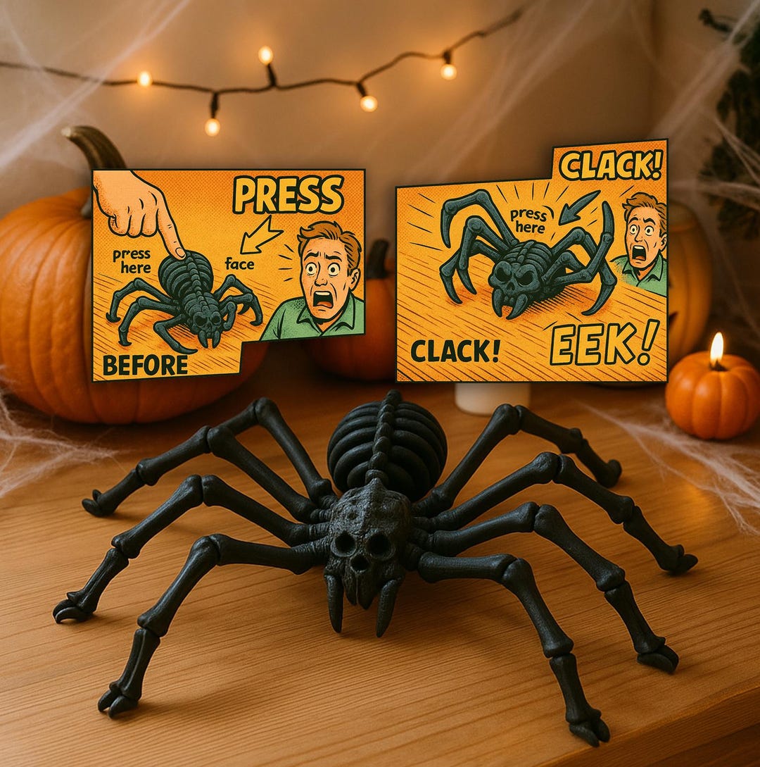 Halloween Skeleton Spider Decoration – Scary Touch-activated Spider Toy ...