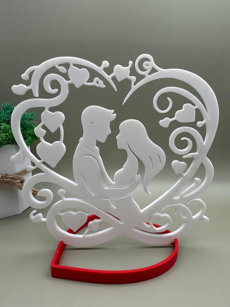 3d-printed Valentine’s Day Couple Heart Figurine - Romantic Gift for ...