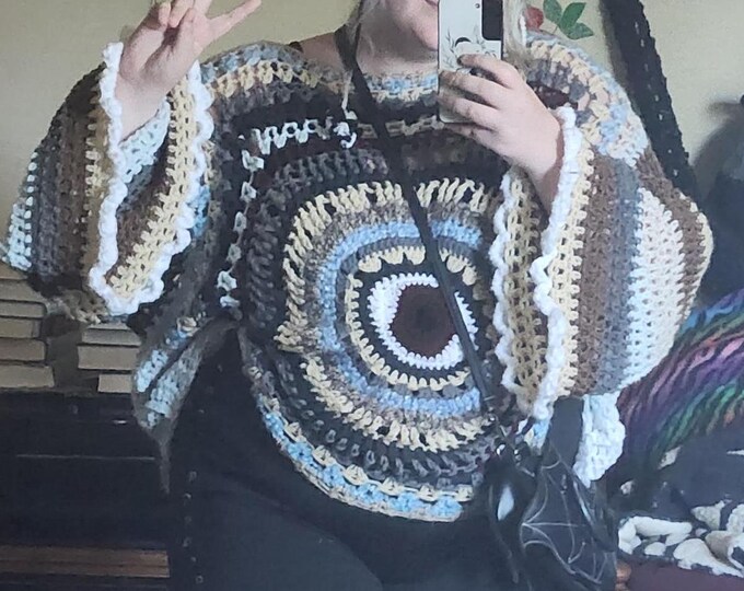 Crochet Eye Sweater (thrifted Yarn) - Etsy