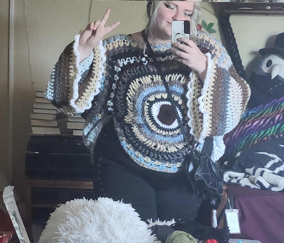 Crochet Eye Sweater (thrifted Yarn) - Etsy