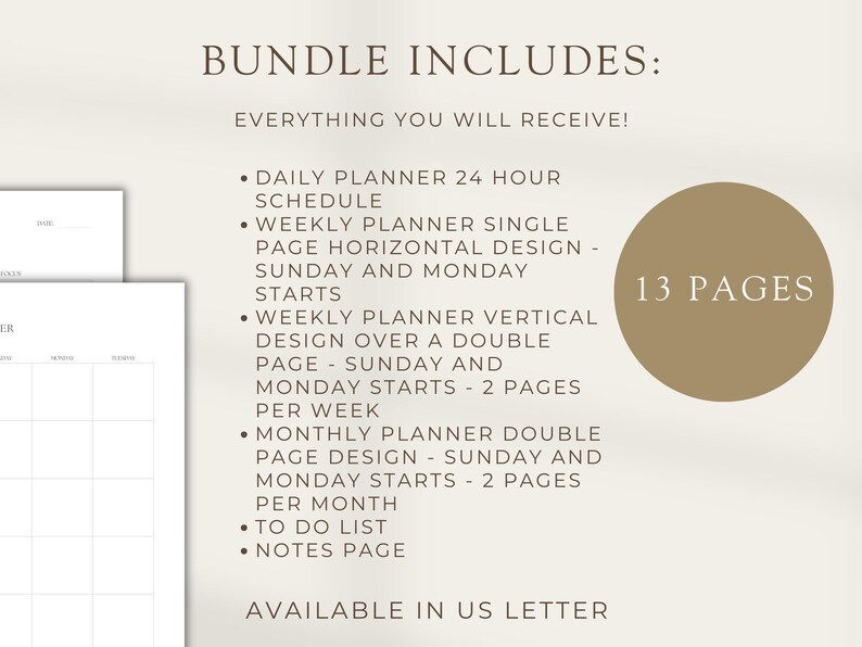 Printable Planner Bundle: Daily, Weekly, Monthly (PDF) - Etsy