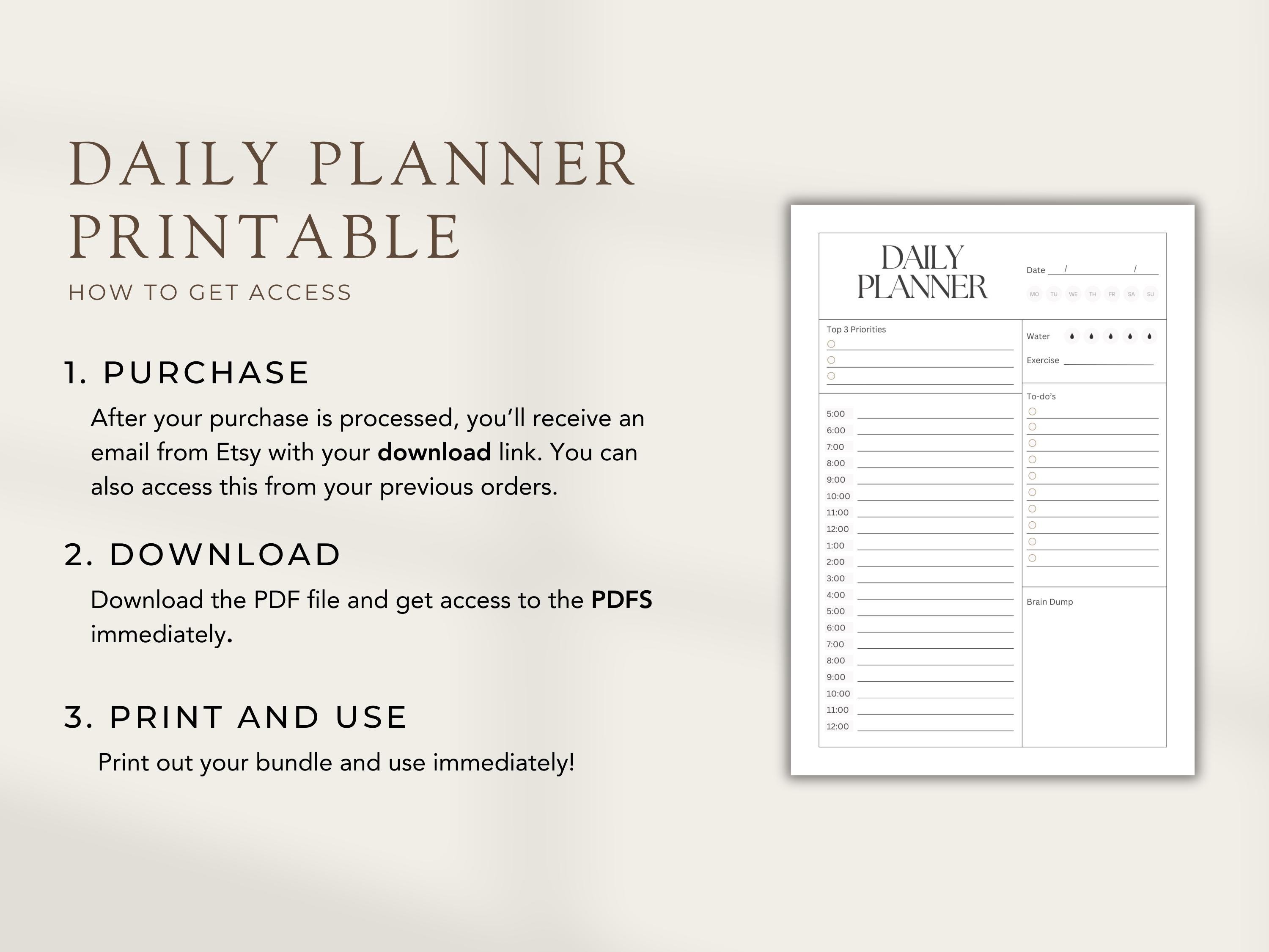 Daily Planner Personal Daily Planner Daily Hourly Planner Instant ...