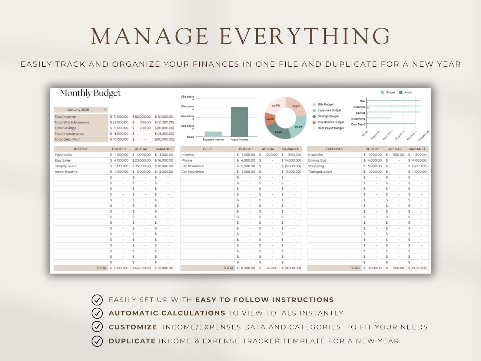 Income and Expense Tracker: Personal Finance Spreadsheet (google Sheets ...