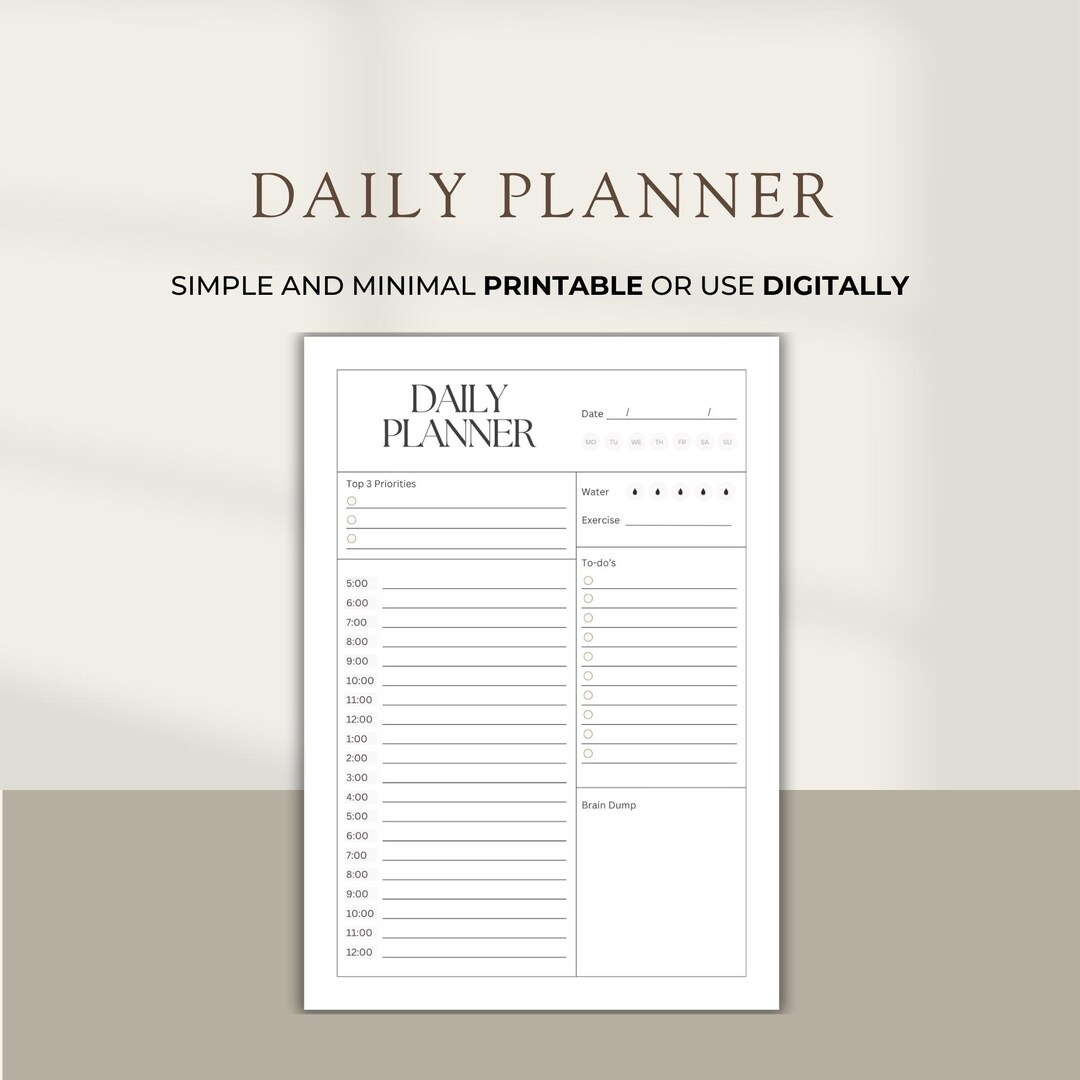 Daily Planner Personal Daily Planner Daily Hourly Planner Instant ...