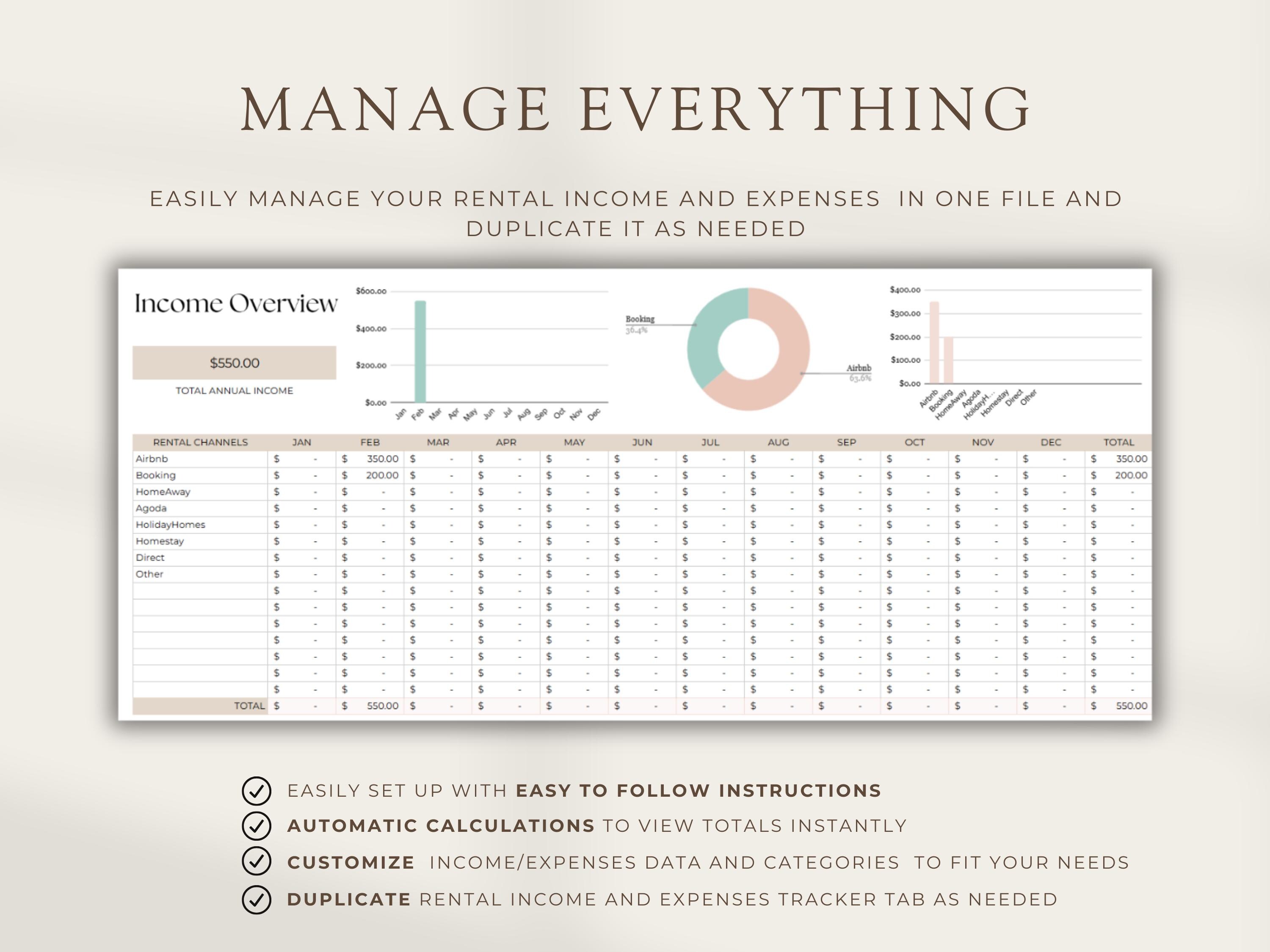 Rental Income & Expense Tracker: Google Sheets Template - Etsy