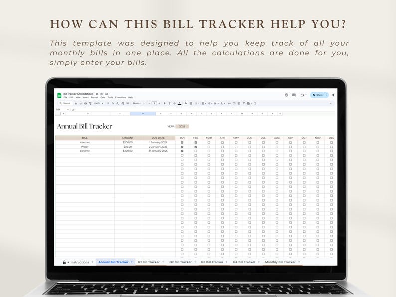 Bill Tracker Spreadsheet: Google Sheets & Excel Template - Etsy