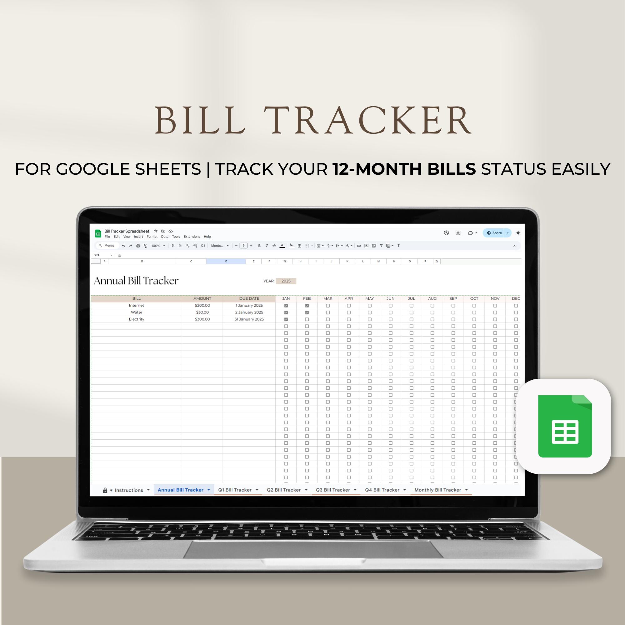 Bill Tracker Spreadsheet Google Sheets Bill Calendar Monthly Smart Bill ...