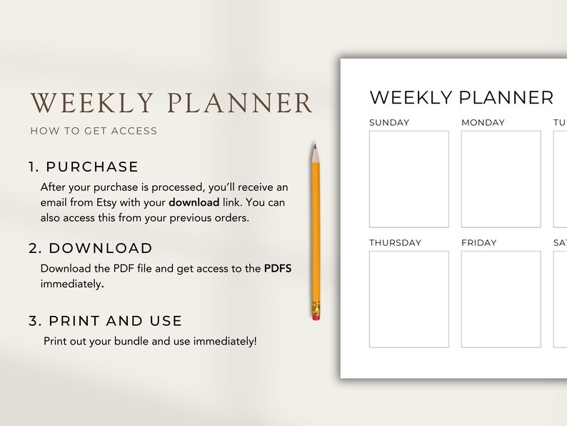 Weekly Planner Bundle Printable Minimalist Landscape Weekly Schedule ...