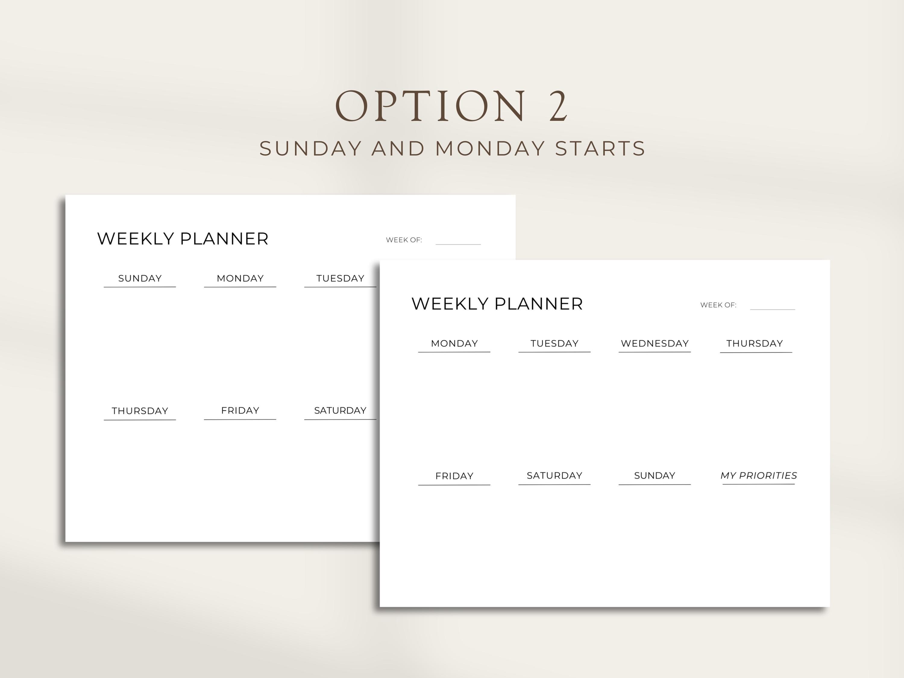 Weekly Planner Bundle Printable Minimalist Landscape Weekly Schedule ...