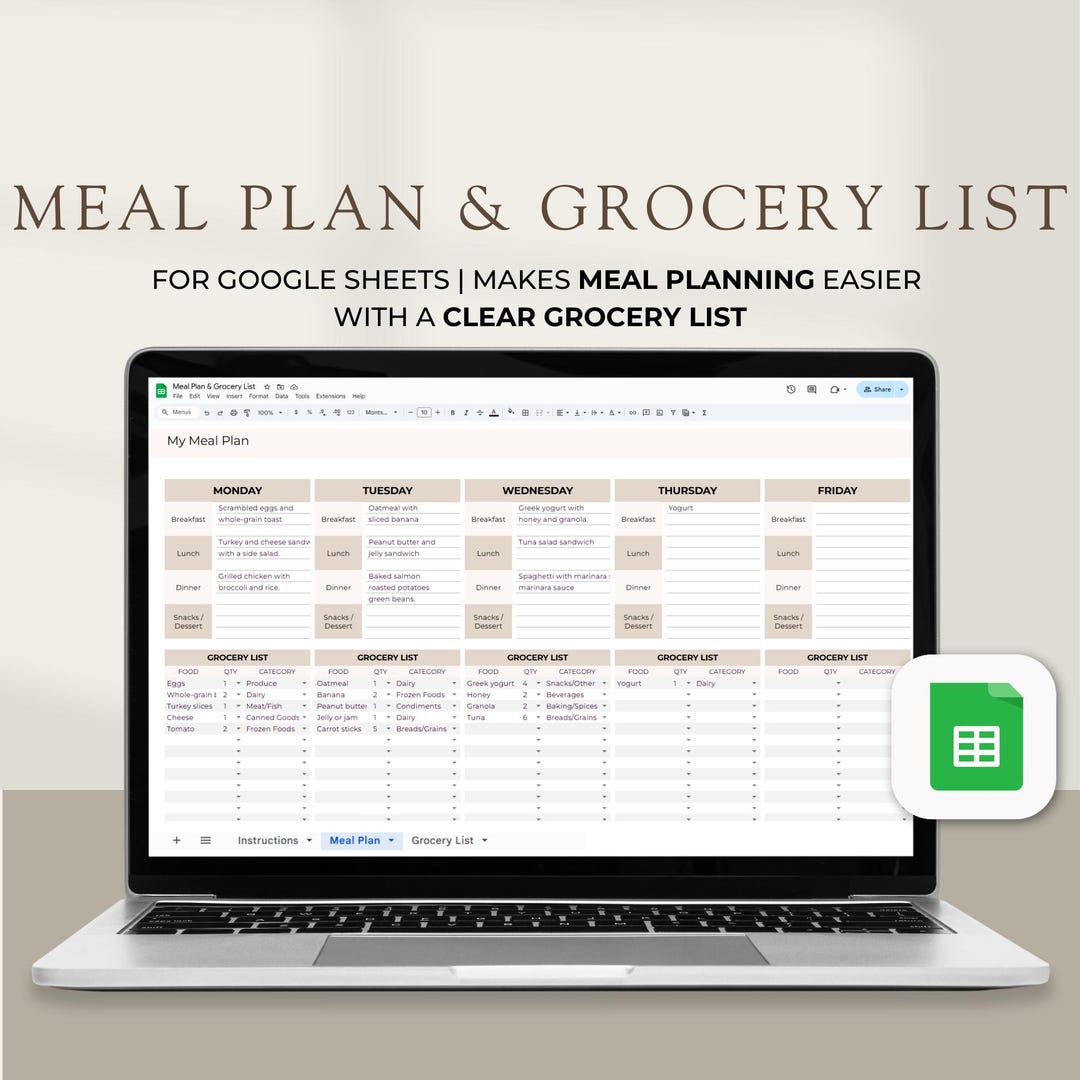 Weekly Meal Planner & Automated Grocery List Monthly Meal Calendar Meal ...