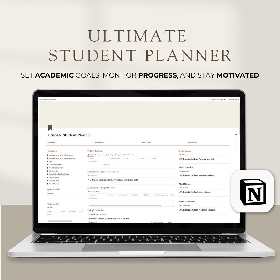 Notion Template Student Planner Academic Planner Assignment Tracker ...
